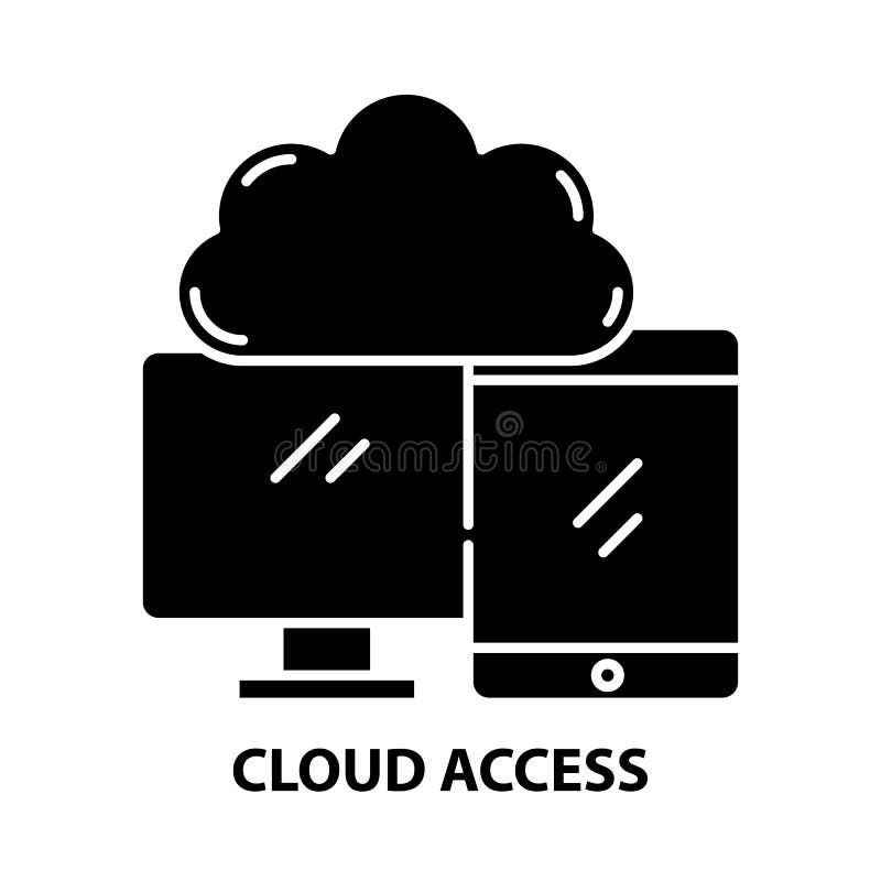 Cloud Access Icon, Black Vector Sign with Editable Strokes, Concept ...