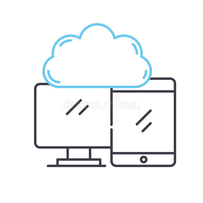 Cloud Access Line Icon, Outline Symbol, Vector Illustration, Concept ...