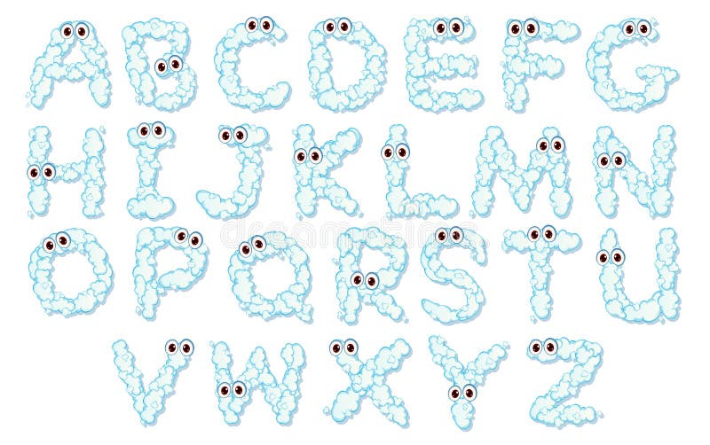 Cloud Alphabet on White Background Stock Vector - Illustration of ...