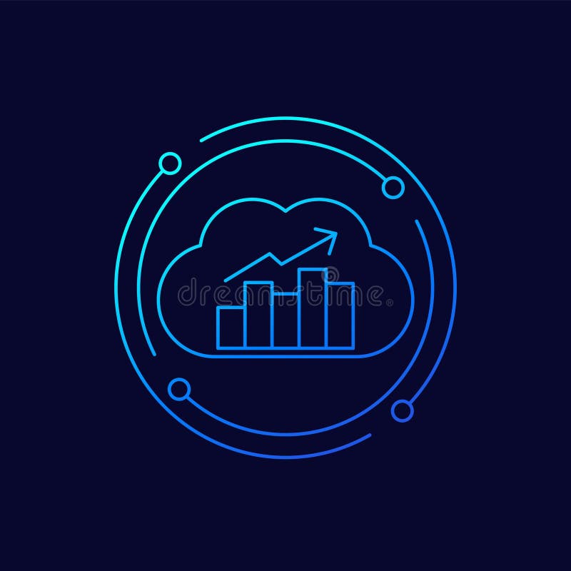 Cloud Analytics Icon, Linear Design Stock Vector - Illustration of ...
