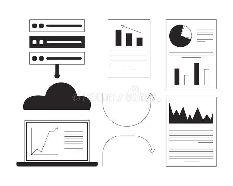 Cloud Analytics and Reports Trend Arrows 2D Line Objects Set Stock ...