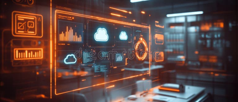 Cloud API Integration, a Bright Holographic Interface Detailing Cloud ...