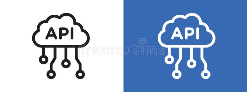 Cloud API Logo Sign Set Vector Outline Stock Vector - Illustration of ...
