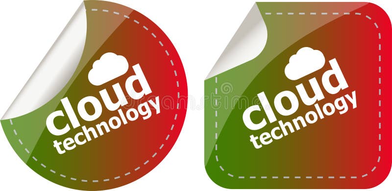 Cloud Application Stickers Label Tag Set Isolated on White Stock ...