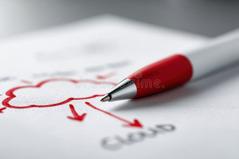Cloud Architecture Diagram with Pen and Annotations on Paper Surface ...