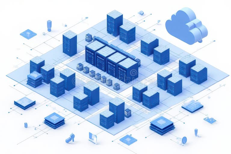 Cloud Architecture and Google Cloud Hosting Stock Illustration ...