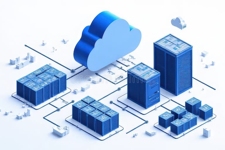 Cloud Architecture Illustration - Data Center Infrastructure with ...