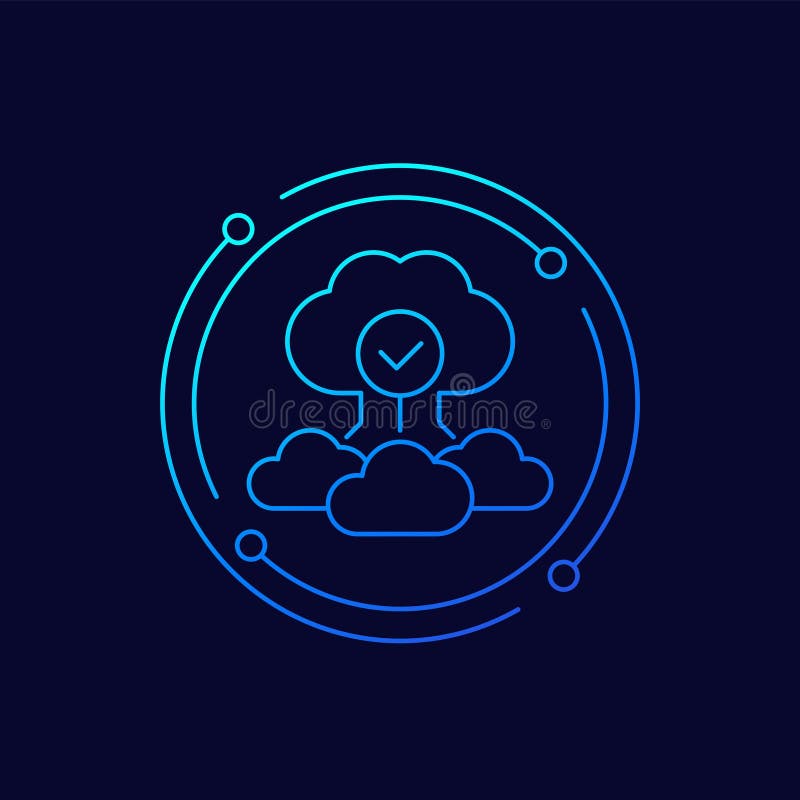Cloud Architecture or Saas Icon, Linear Design Stock Illustration ...