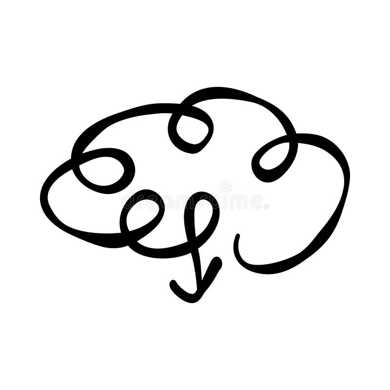 Cloud Arrow Fall Down Doodle Element Icon Stock Vector - Illustration ...