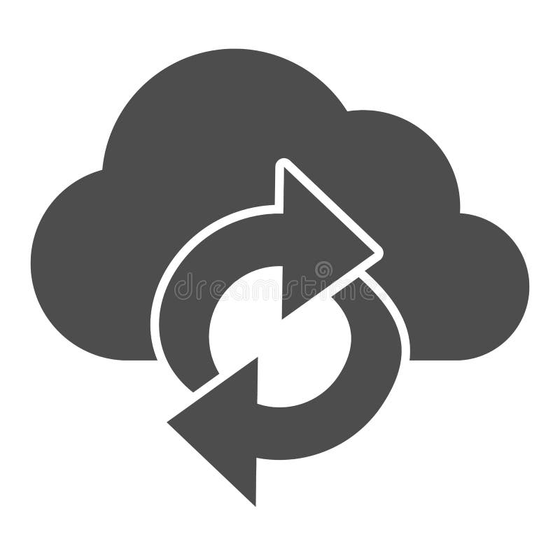 Cloud and Arrows Solid Icon, Coworking Concept, Data Sync Sign on White ...