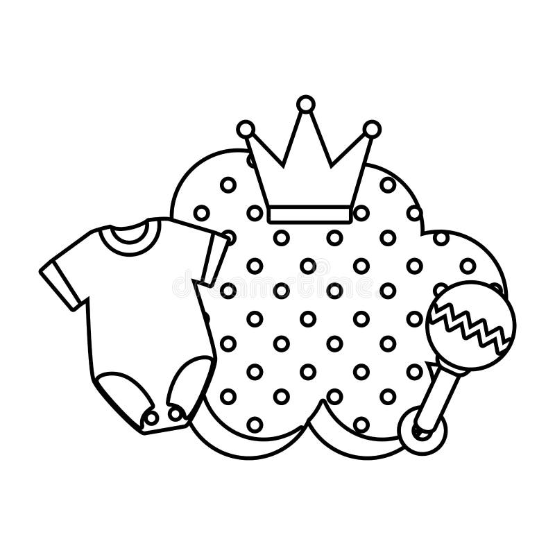 Cloud with Baby Clothes and Crown Stock Illustration - Illustration of ...
