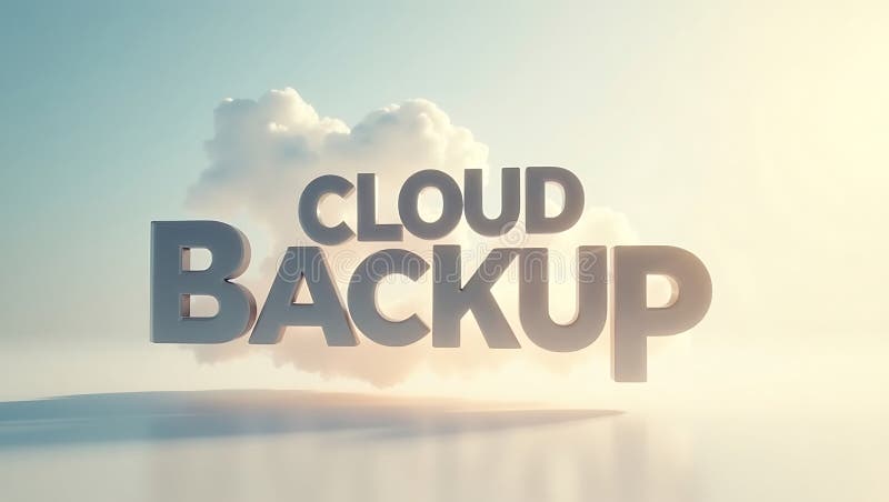 Cloud Backup Concept with Large Text Floating in the Sky Stock ...