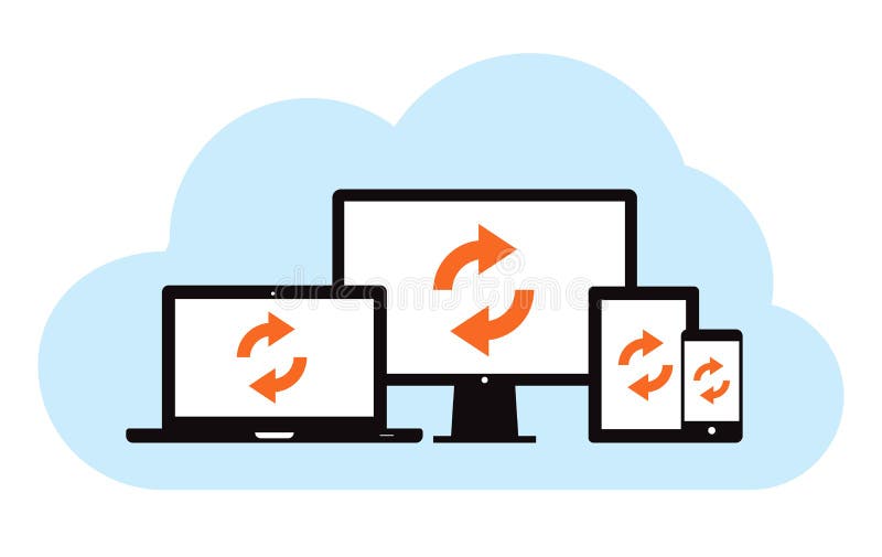 Data Sync Backup Icon stock vector. Illustration of orange - 34061891