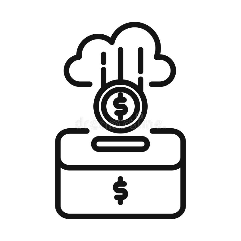 Cloud Banking Black and White Illustration Stock Vector - Illustration ...