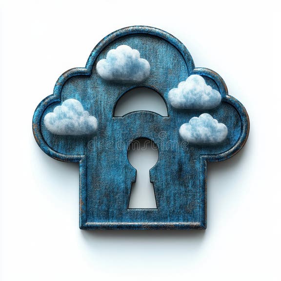 Cloud-based Access Controls: Innovative Wooden Key with Cloud Shaped House Symbolizing Security ...