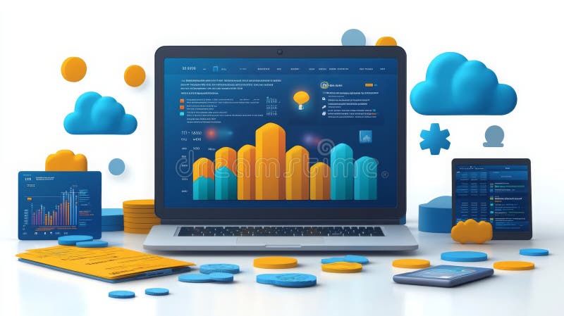 Cloud-based Accounting Startup Showcasing Vibrant Data Visualization Tools in an Office Setting ...