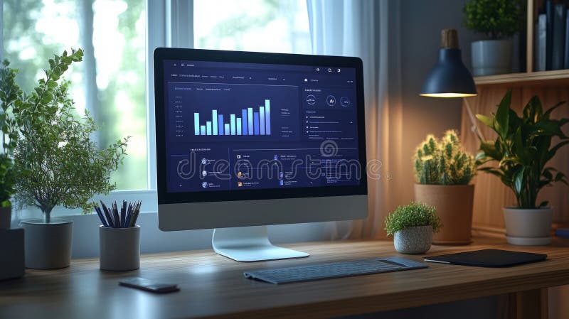 Cloud-based Accounting Startup Working on Financial Analytics in a Cozy Home Office Environment ...