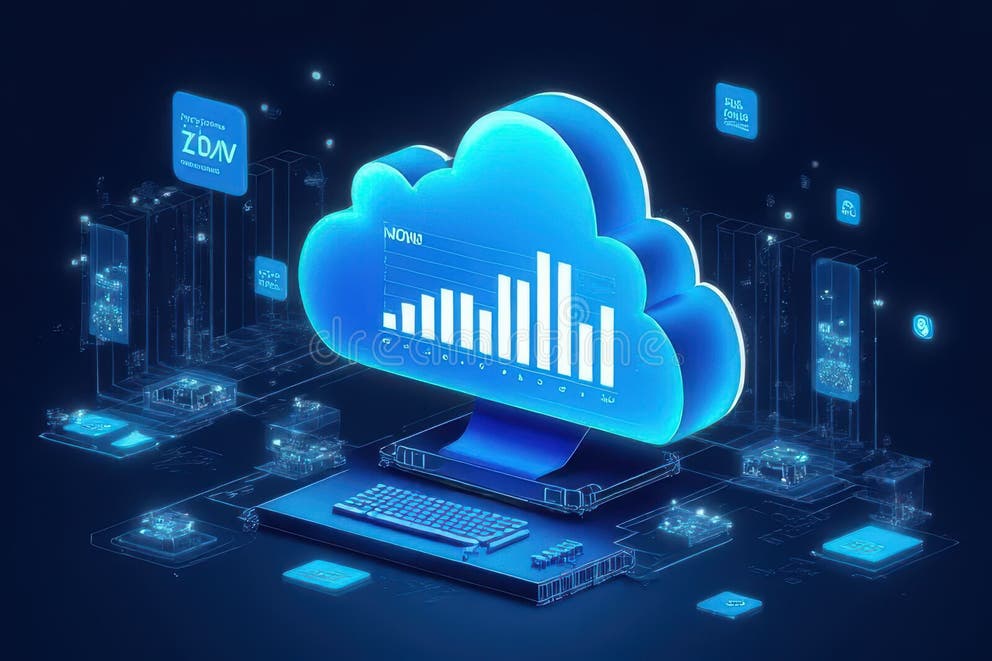 Cloud-based Analytics with Dynamic Data Visualization Stock Illustration - Illustration of ...