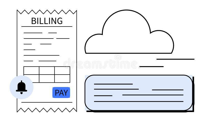 Cloud-Based Billing System with Alert Notification and Digital Payment Button Stock Illustration ...