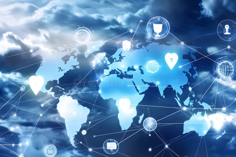 Cloud-based Business System Displaying Global Network Connections on ...