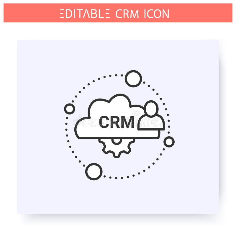 Cloud Based CRM Line Icon. Editable Illustration Stock Vector ...