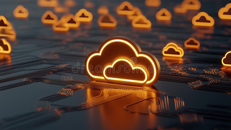 Cloud Based CRM System with Glowing Cloud Icons on Circuit Board Stock ...