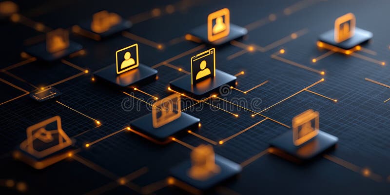 Cloud Based CRM System with Glowing Connections between User Icons ...