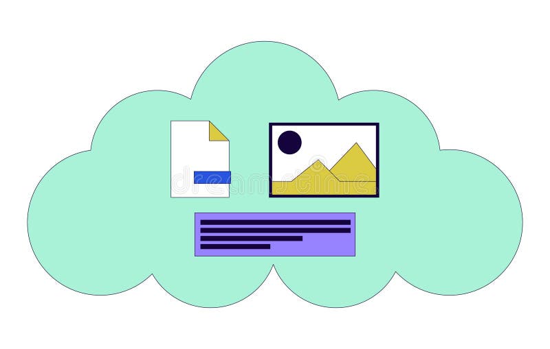 Cloud Based Data Storage 2D Linear Cartoon Object Stock Vector ... Cloud Based Data Storage 2D Linear Cartoon Object Stock Vector ...