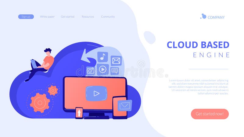 Cloud Based Engine Concept Landing Page. Stock Vector - Illustration of ...