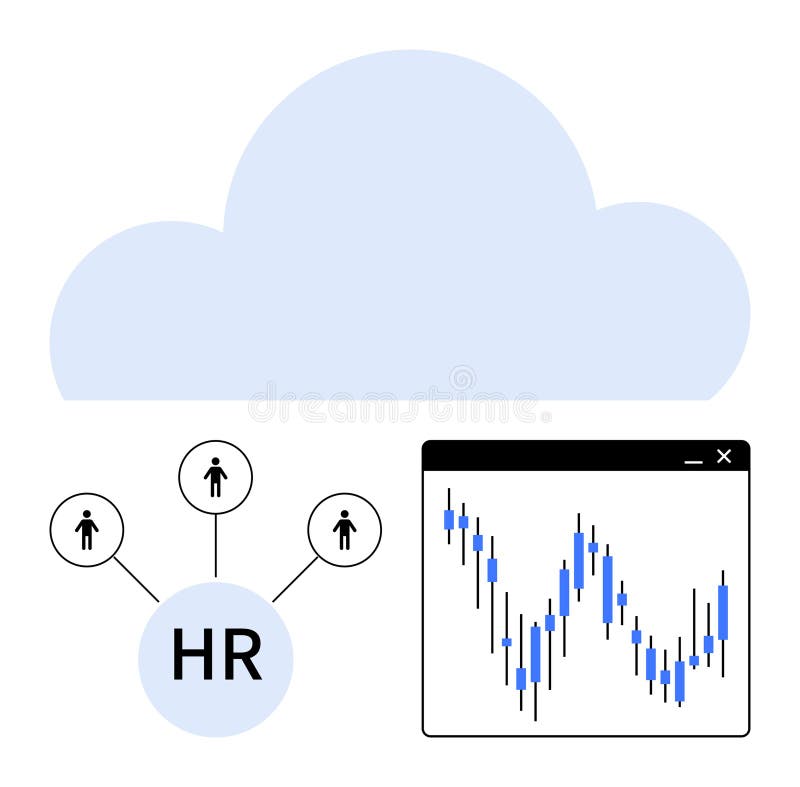 Cloud-Based HR Management and Data Analysis with Connectivity Icons and ...