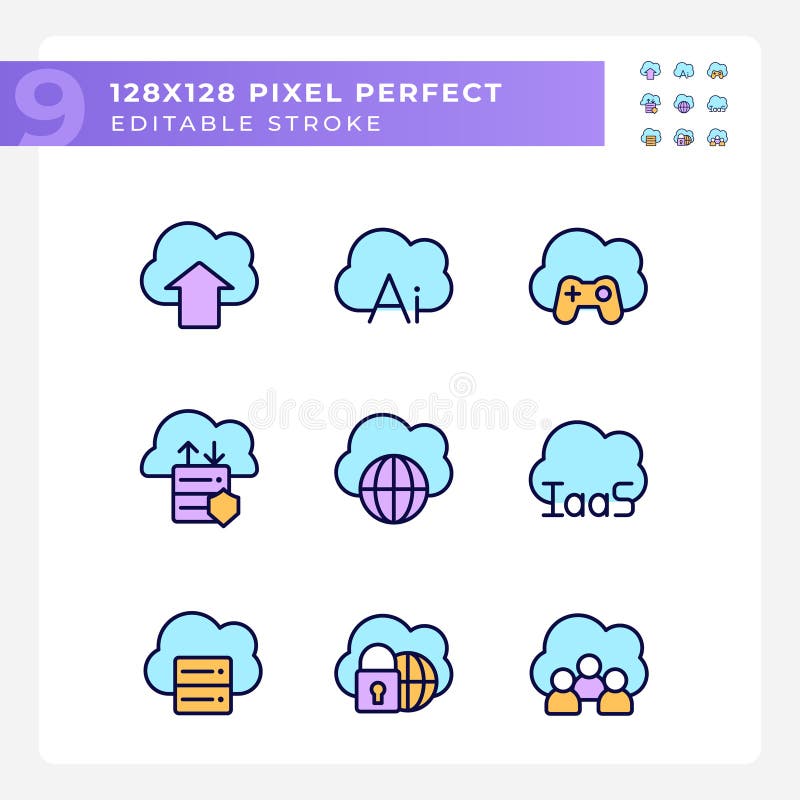 Cloud Based Service for Data Processing Pixel Perfect RGB Color Icons ...