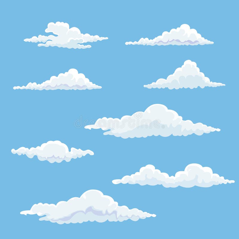 Cloud. Beautiful Clouds on Blue Background. Vector Illustration Stock Illustration ...
