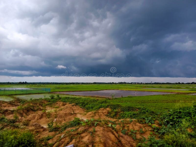 A Cloud and a Beautiful Greenfield Stock Image - Image of great ...