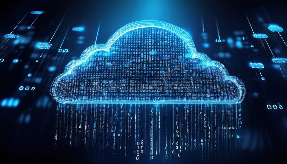 Cloud with Binary Symbols Illustrating the Concept of Data Cloud Computing in a Digital ...