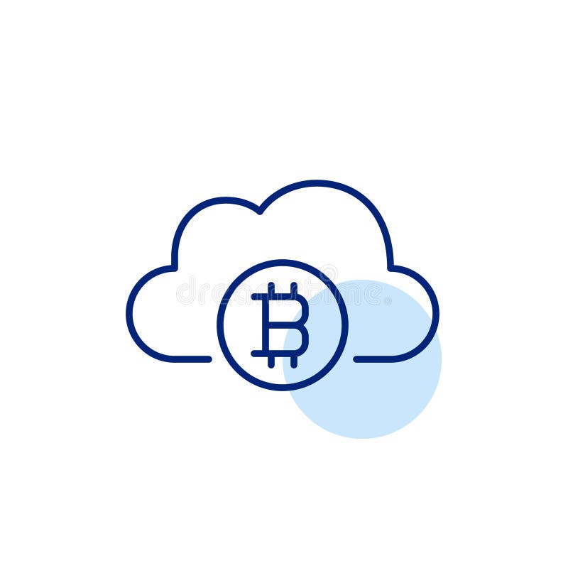 Cloud and Bitcoin Symbol. Crypto Currency Data Stored in Virtual Drive ...