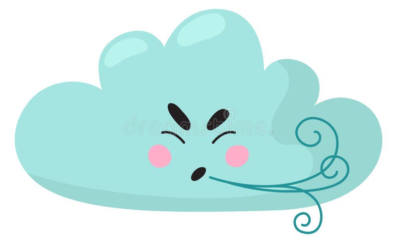 Cloud Blowing Wind. Funny Cartoon Weather Character Stock Vector ...