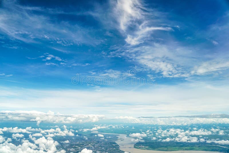 Cloud Blue Sky Aerial View from the Airplane Stock Photo - Image of ...