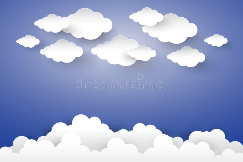 Cloud in Blue Sky Paper Art Style. Stock Illustration - Illustration of ...