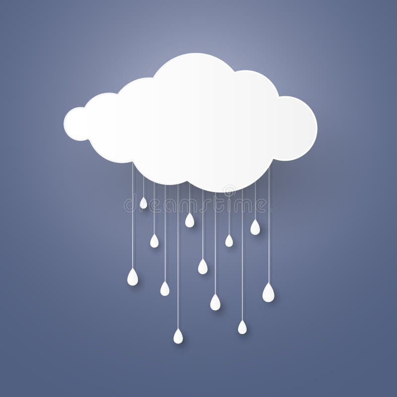 Cloud in the Blue Sky with Rain Paper Art Stlye. Illustra Stock ...