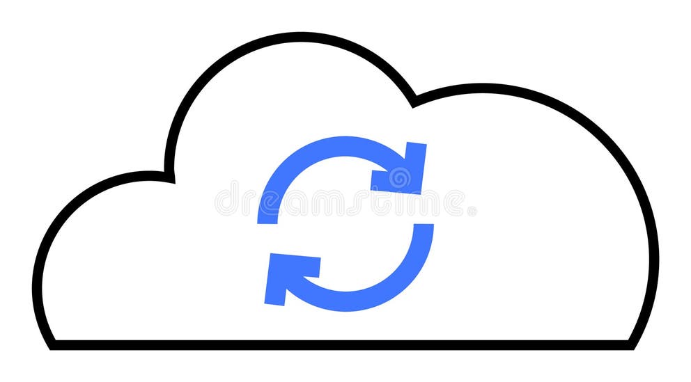Cloud with Blue Synchronization Arrows Representing Data Sync and Cloud Storage Stock Vector ...