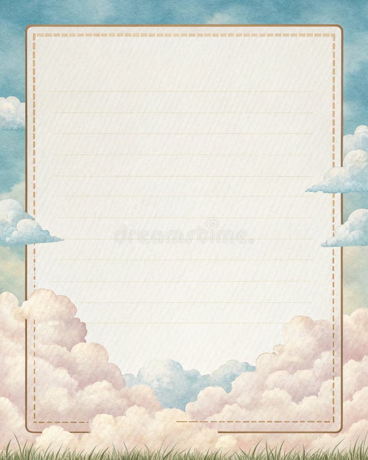 Cloud Border Paper Texture Soft and Dreamy Stock Illustration ...