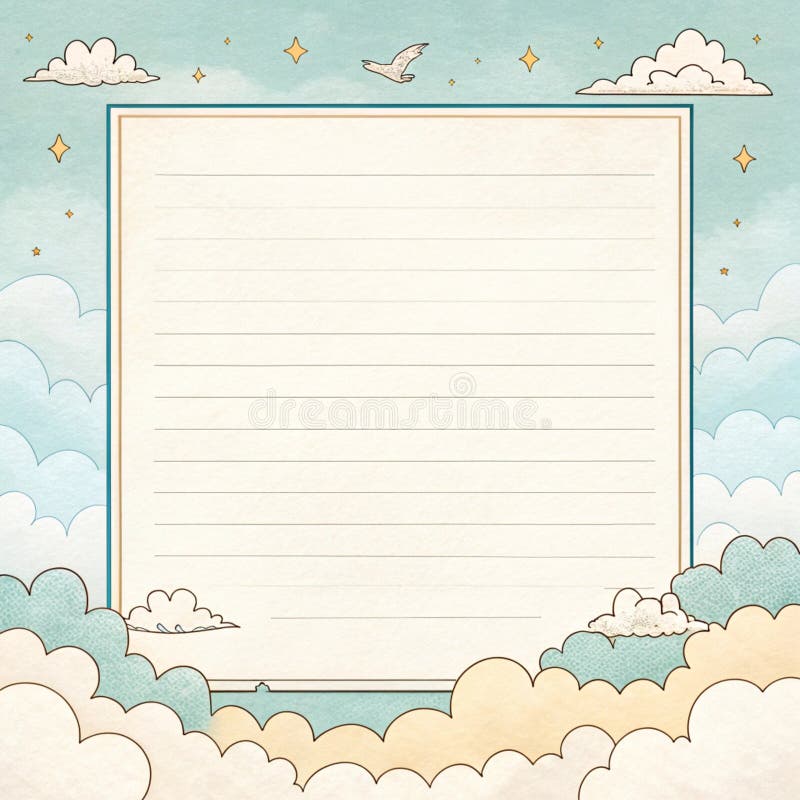 Cloud Border Paper Texture Soft and Dreamy Stock Illustration ...