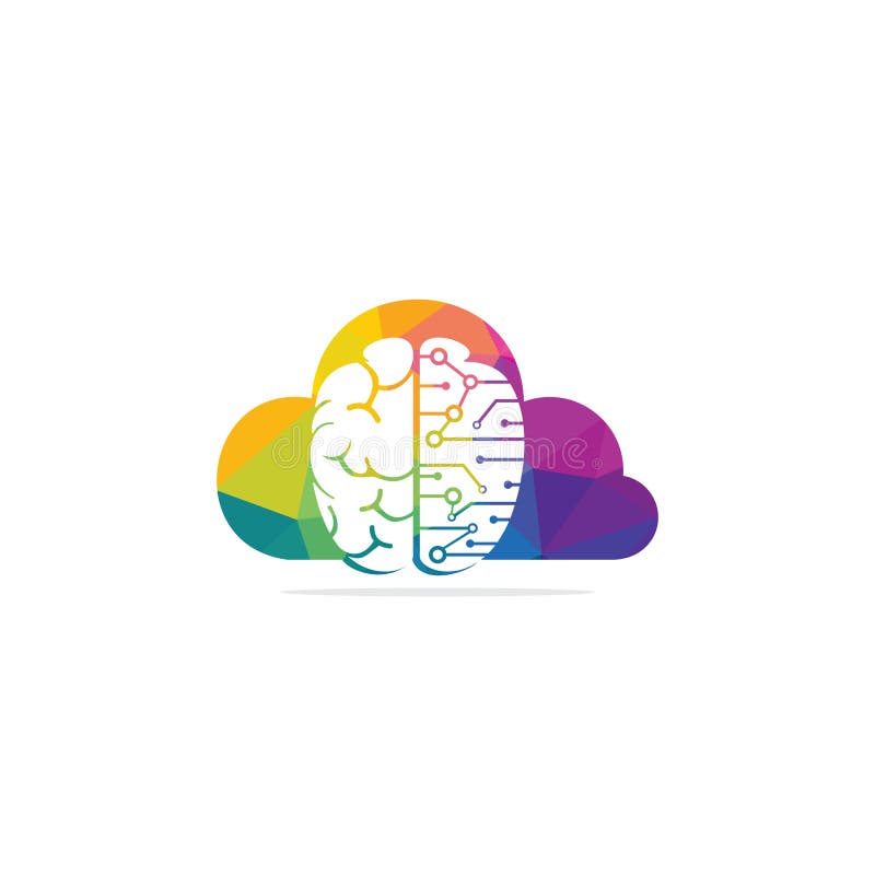 Cloud Brain Logo Design Vector Icon. Digital Brain Logo. Stock Vector ...
