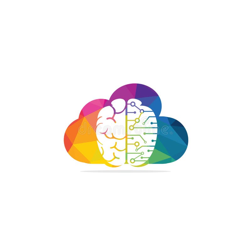 Cloud Brain Logo Design Vector Icon. Digital Brain Logo. Stock Vector ...