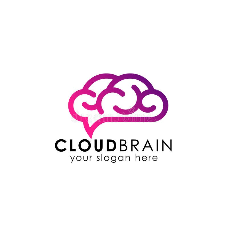 Cloud Brain Logo Design Vector Icon. Smart Cloud Logo Template Stock ...