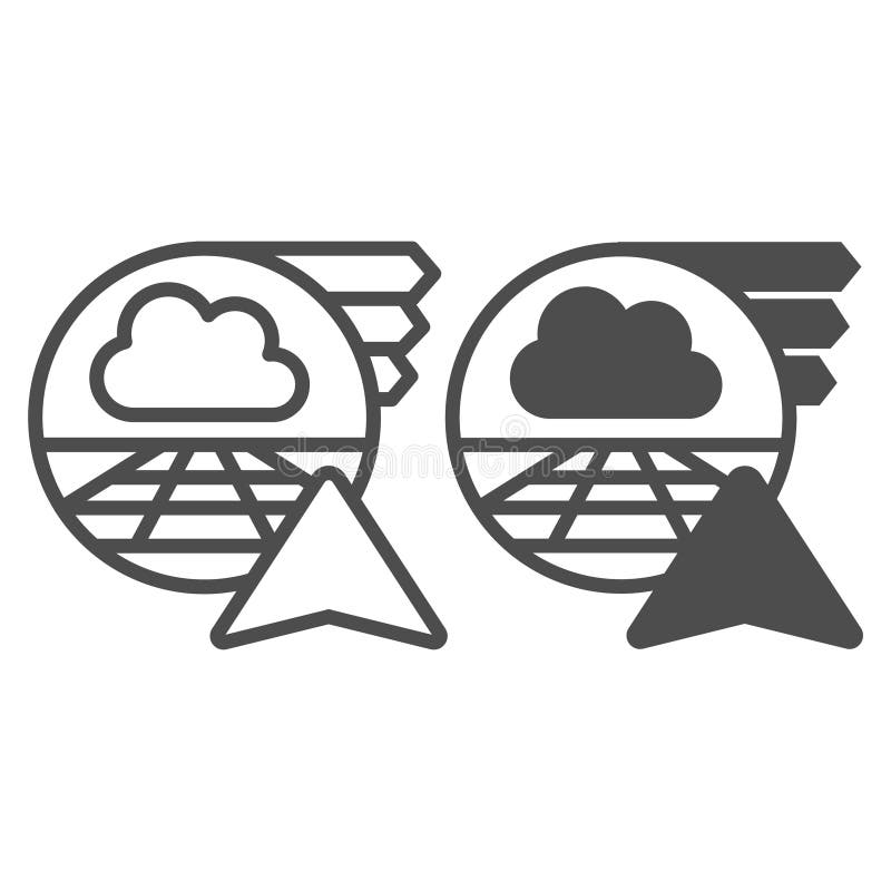 Cloud Bubble with Navigation Cursor Line and Solid Icon, Neural Network Concept. Vector Graphics ...