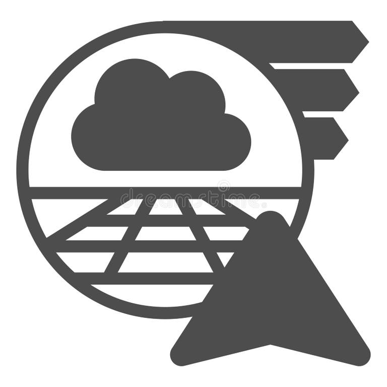 Cloud Bubble with Navigation Cursor Solid Icon, Neural Network Concept. Vector Graphics Stock ...