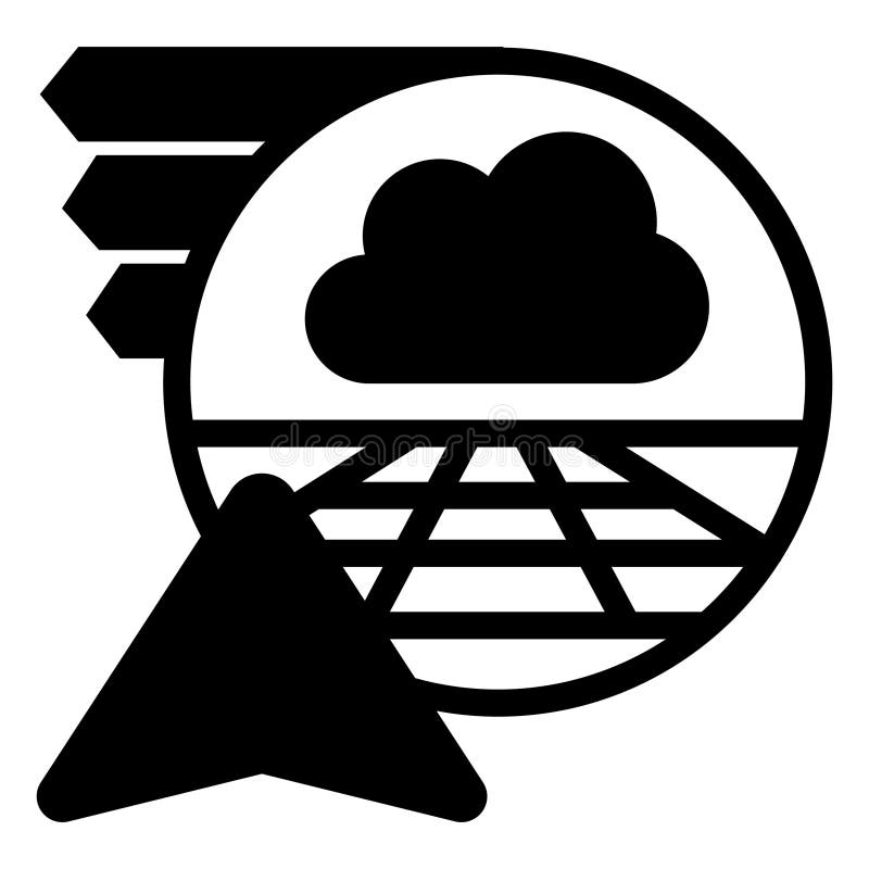 Cloud Bubble with Navigation Cursor Solid Icon, Neural Network Concept ...