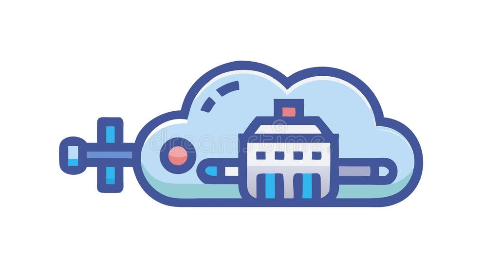 Cloud with Building Icon for Cloud Infrastructure, Vector Design ...