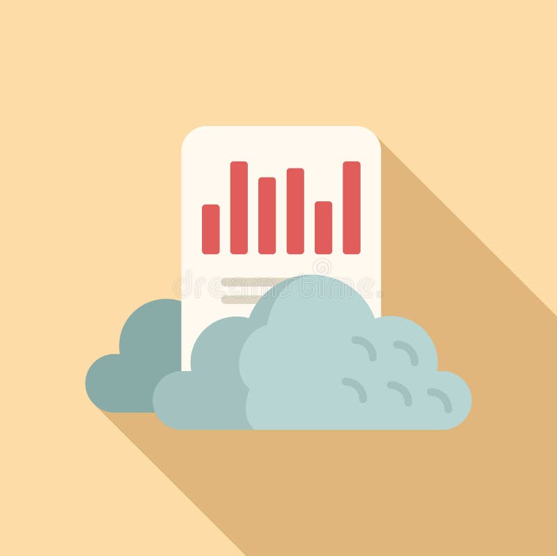 Cloud Business Report Icon Flat Vector. Document Data Stock ...